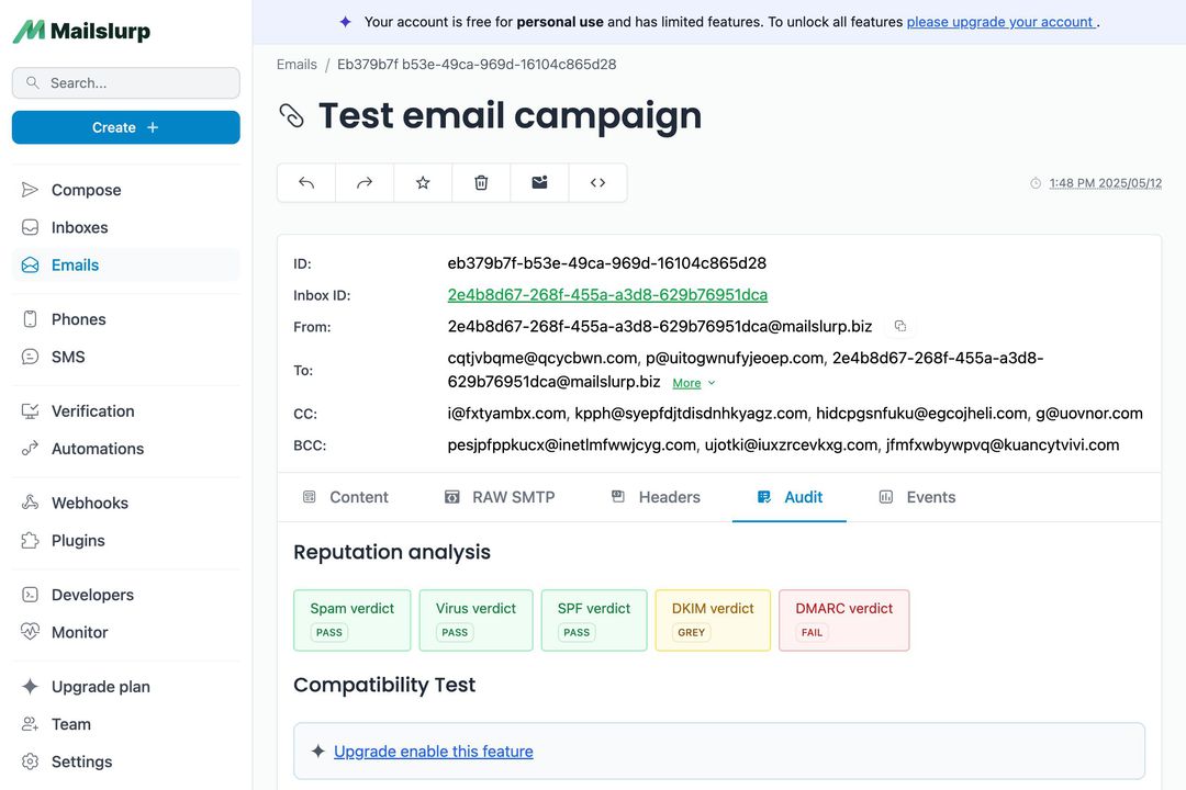 MailSlurp: Email Testing and Management Platform